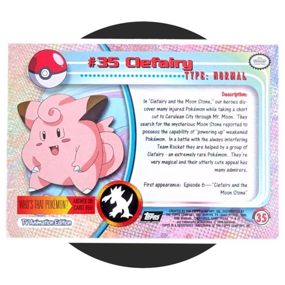 Pokemon | Toys | Pokemon Topps Series Card A11 35 Clefairy Black Logo ...